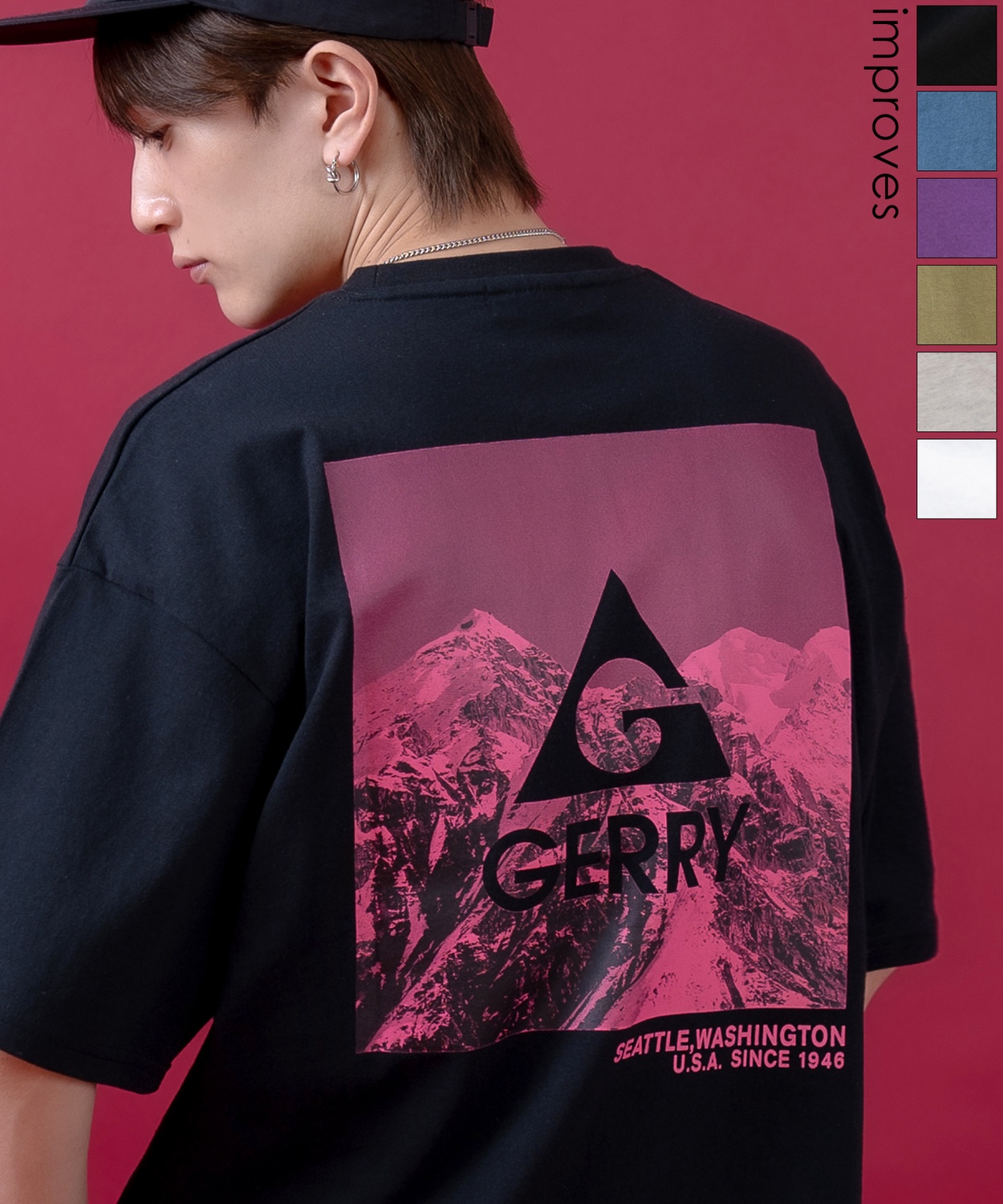 【GERRY】別注ネオン転写MTスクエアロゴ半袖Tシャツ