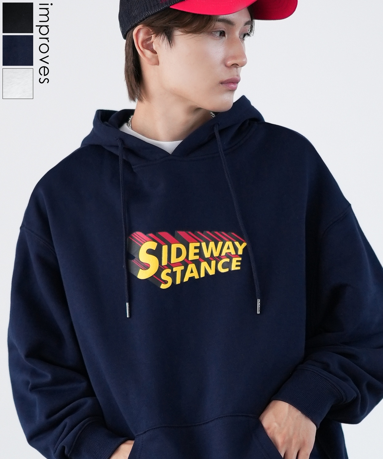 【SIDEWAYSTANCE】発泡3Dロゴ裏毛プルパーカー