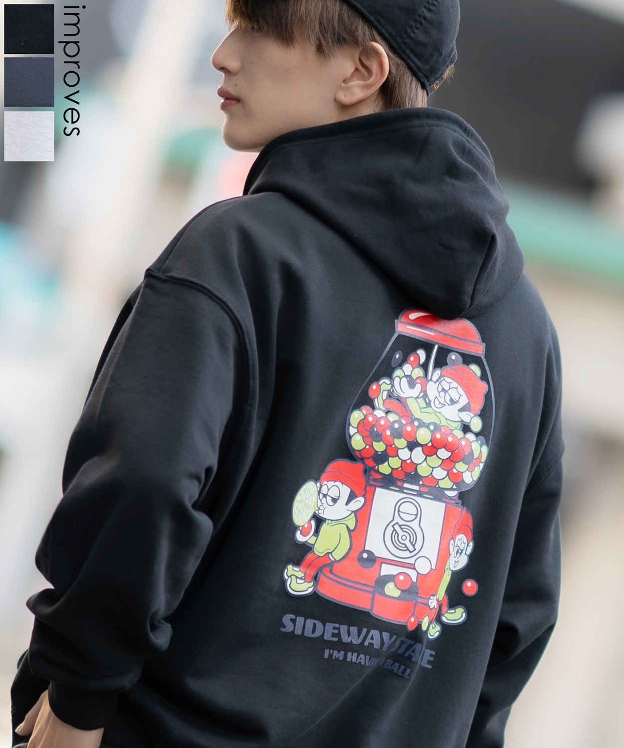 【SIDEWAYSTANCE】ガムボール裏毛プルパーカー