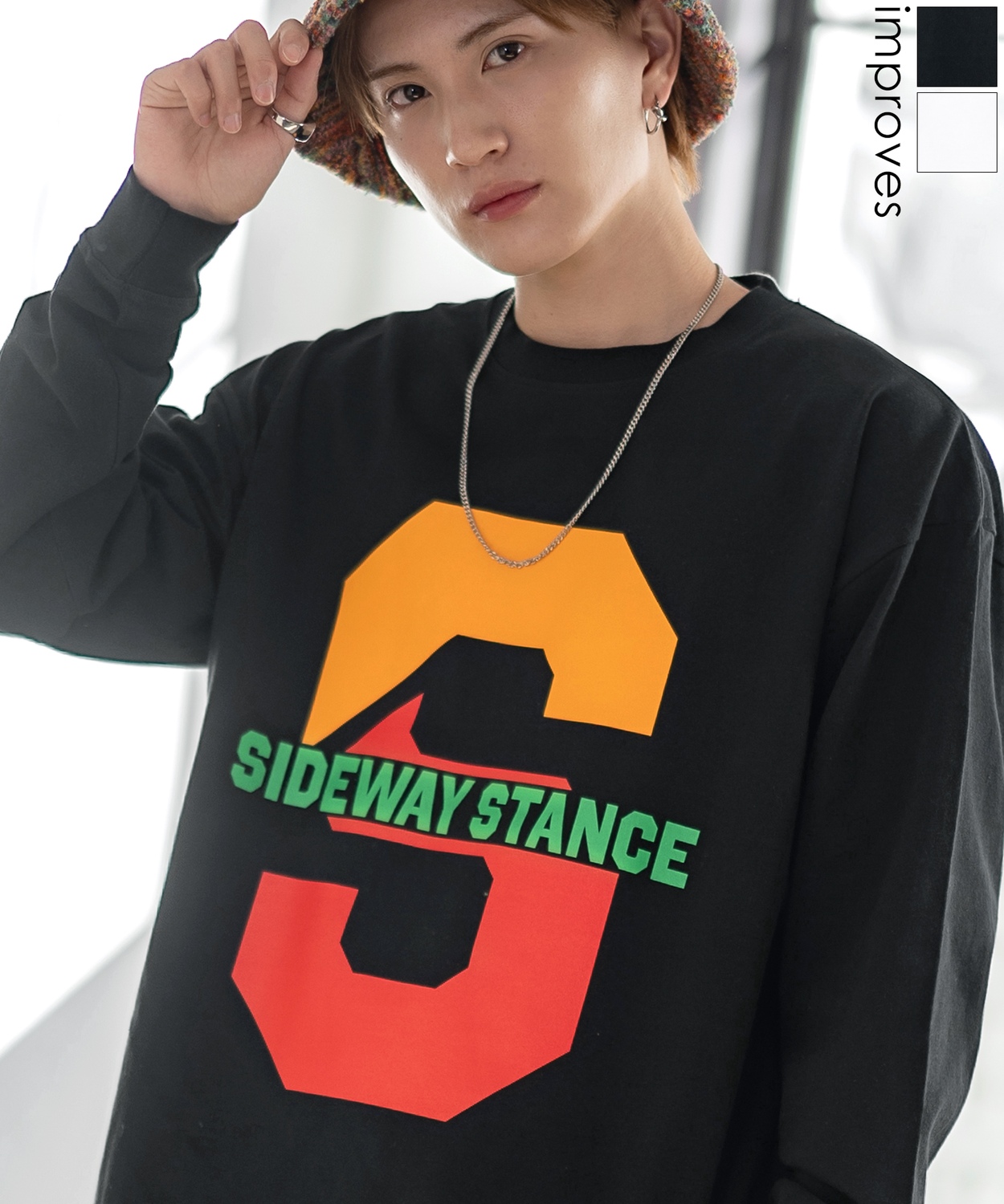 【SIDEWAYSTANCE】Sカレッジロゴ長袖Tシャツ
