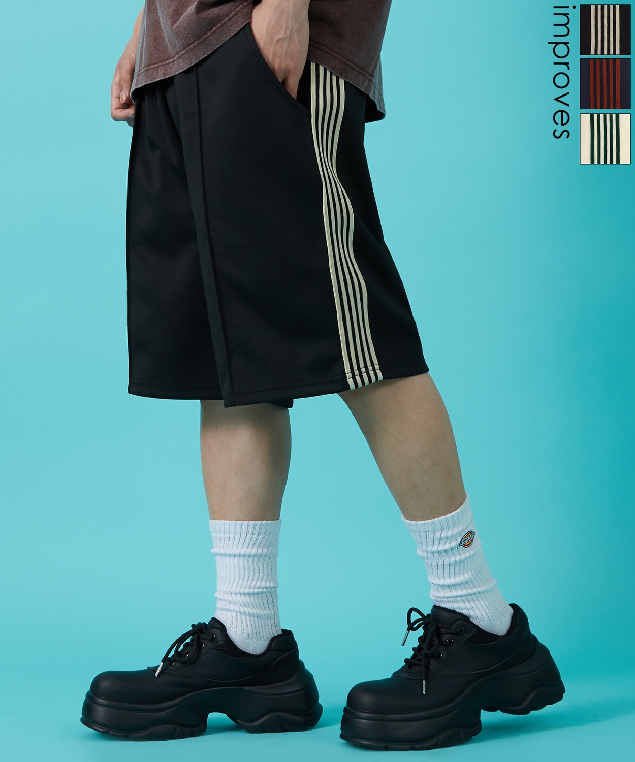 【SIDEWAYSTANCE】ラインジャージハーフパンツ