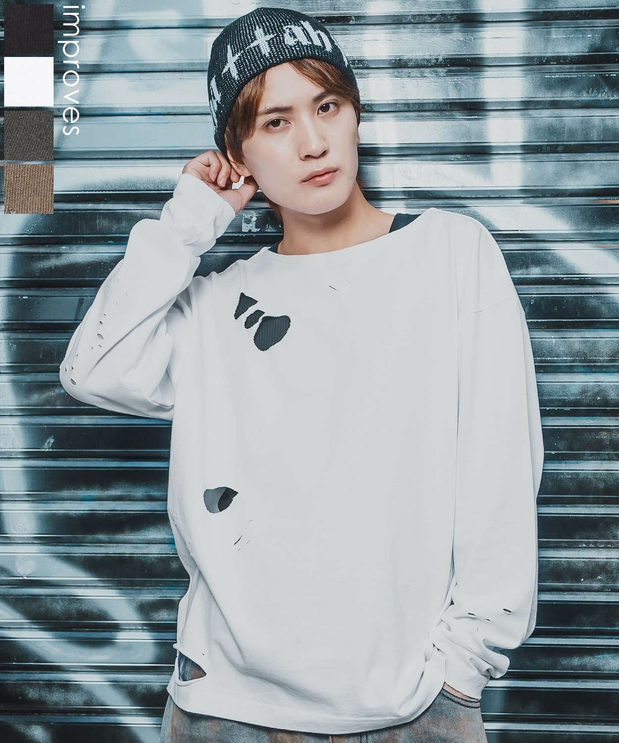 【SIDEWAYSTANCE】無地長袖グランジTシャツ