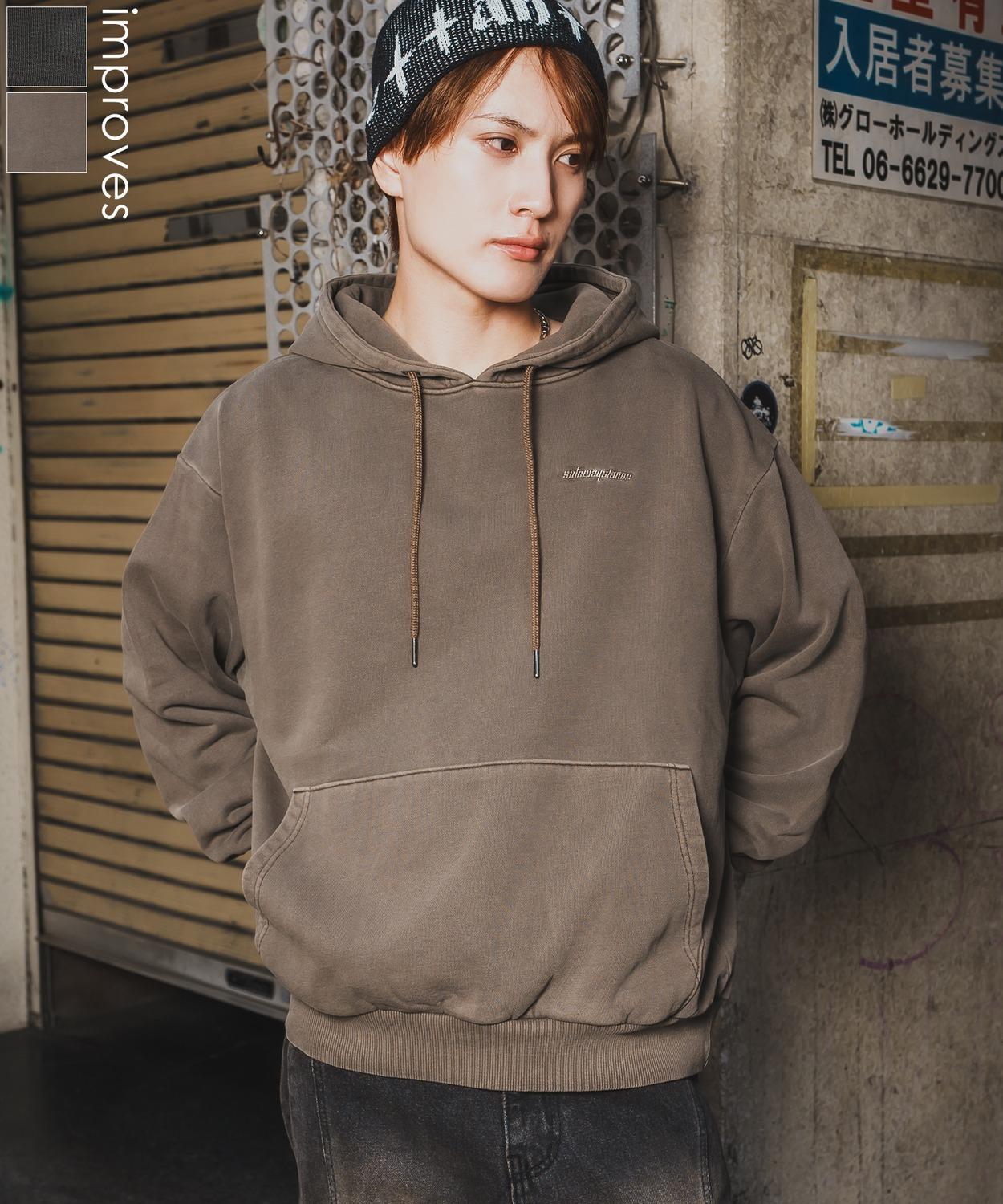 【SIDEWAYSTANCE】ピグメント裏毛プルパーカー