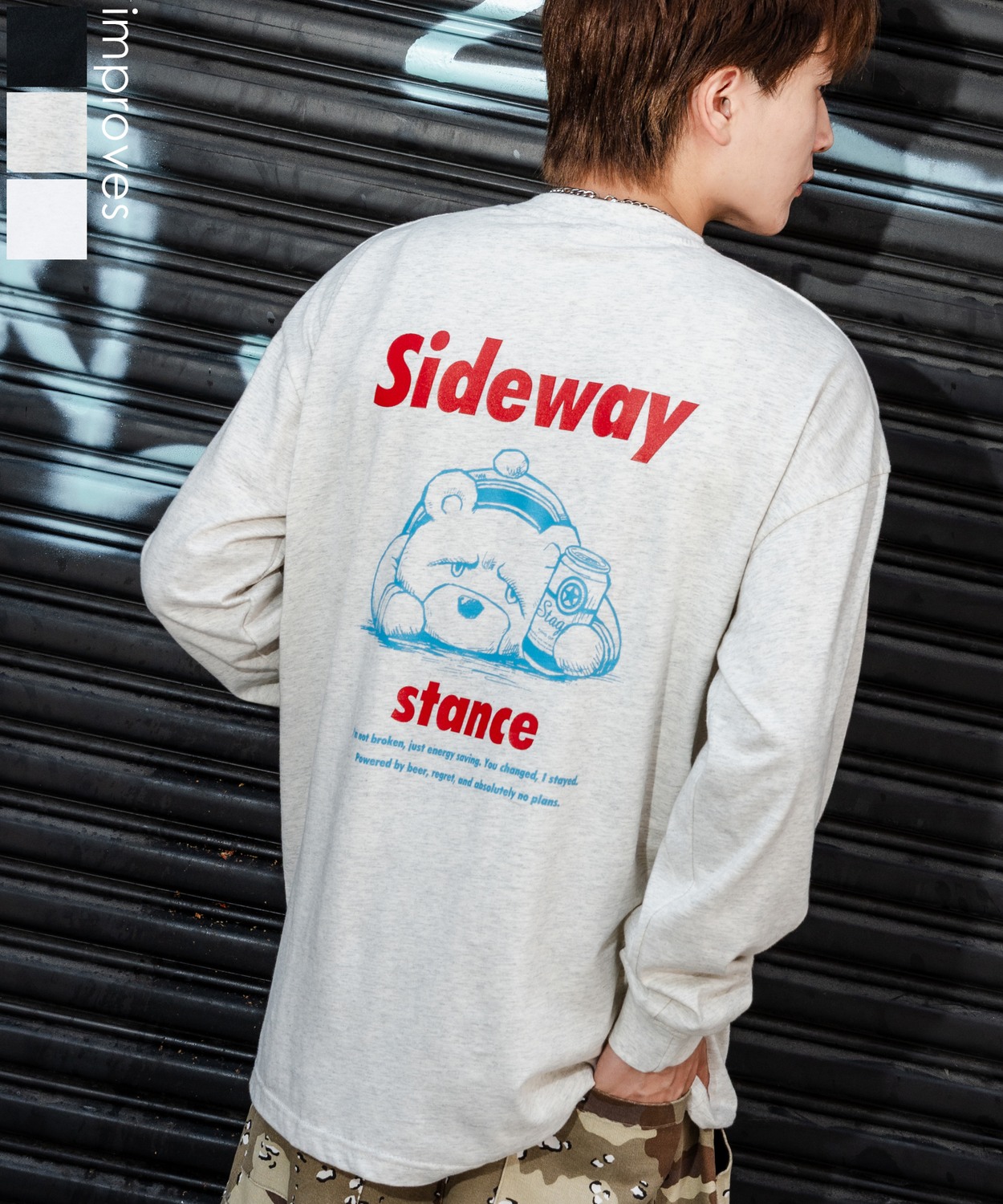 【SIDEWAYSTANCE】スロブダウナーベア長袖Tシャツ